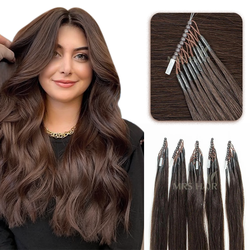 MRS HAIR 8D Invisible Micro Link Remy Human Hair Extensions 50g/pack ...