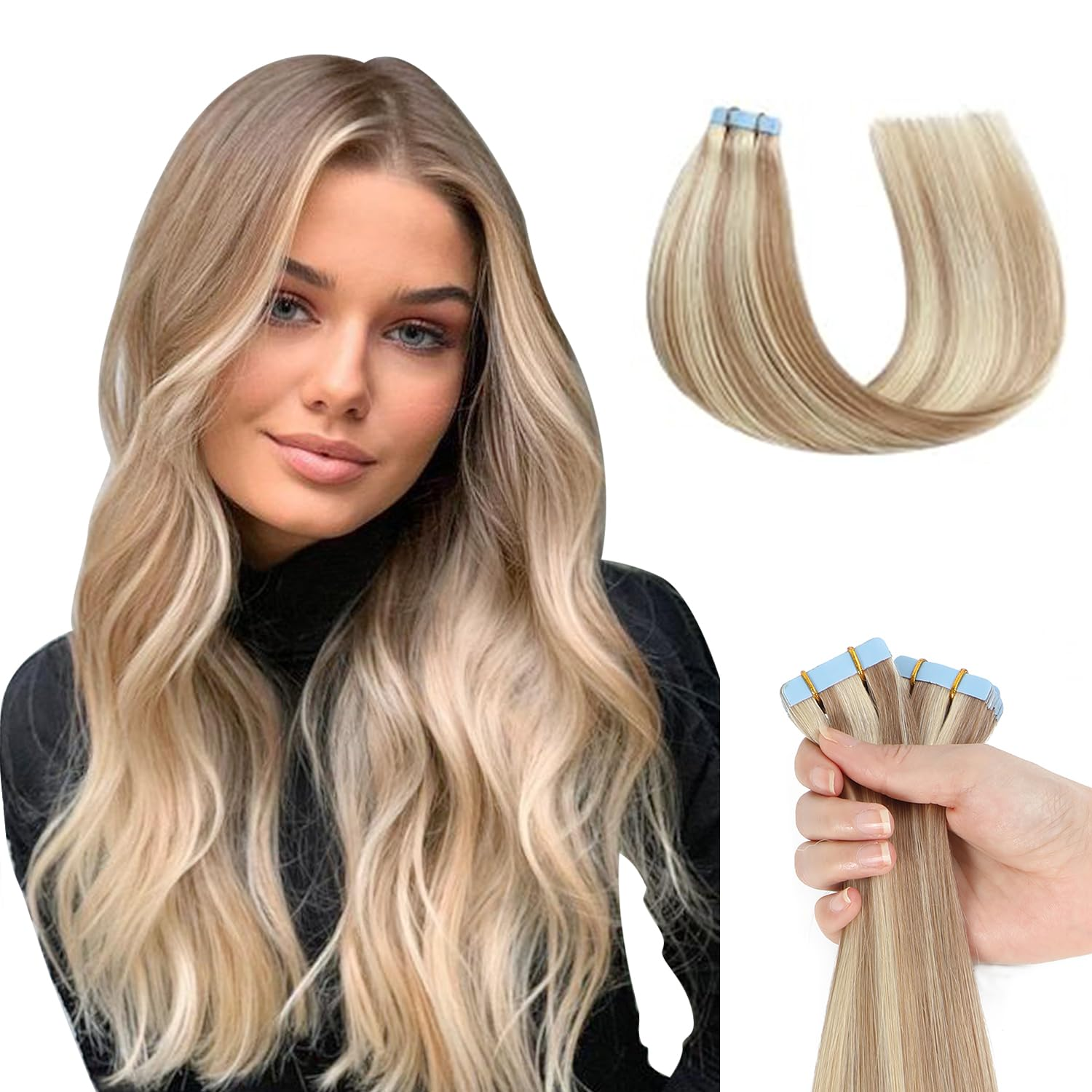 MRS HAIR Invisible Tape in Extensions Straight Injected Tape ins 40pcs ...